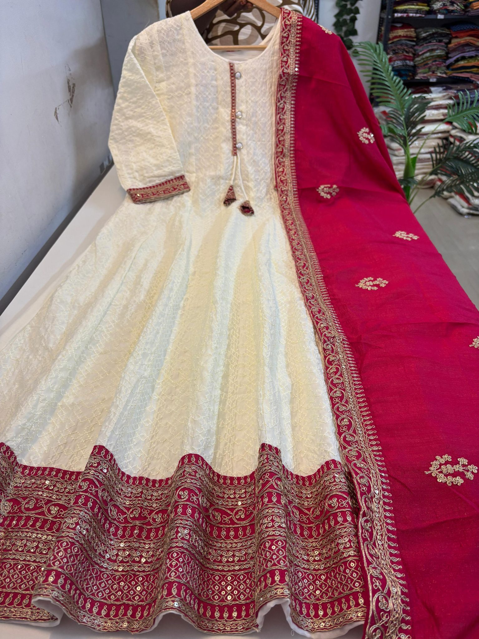 Premium Roman Silk Anarkali With Dupatta Set – sharanzclothingstore.com